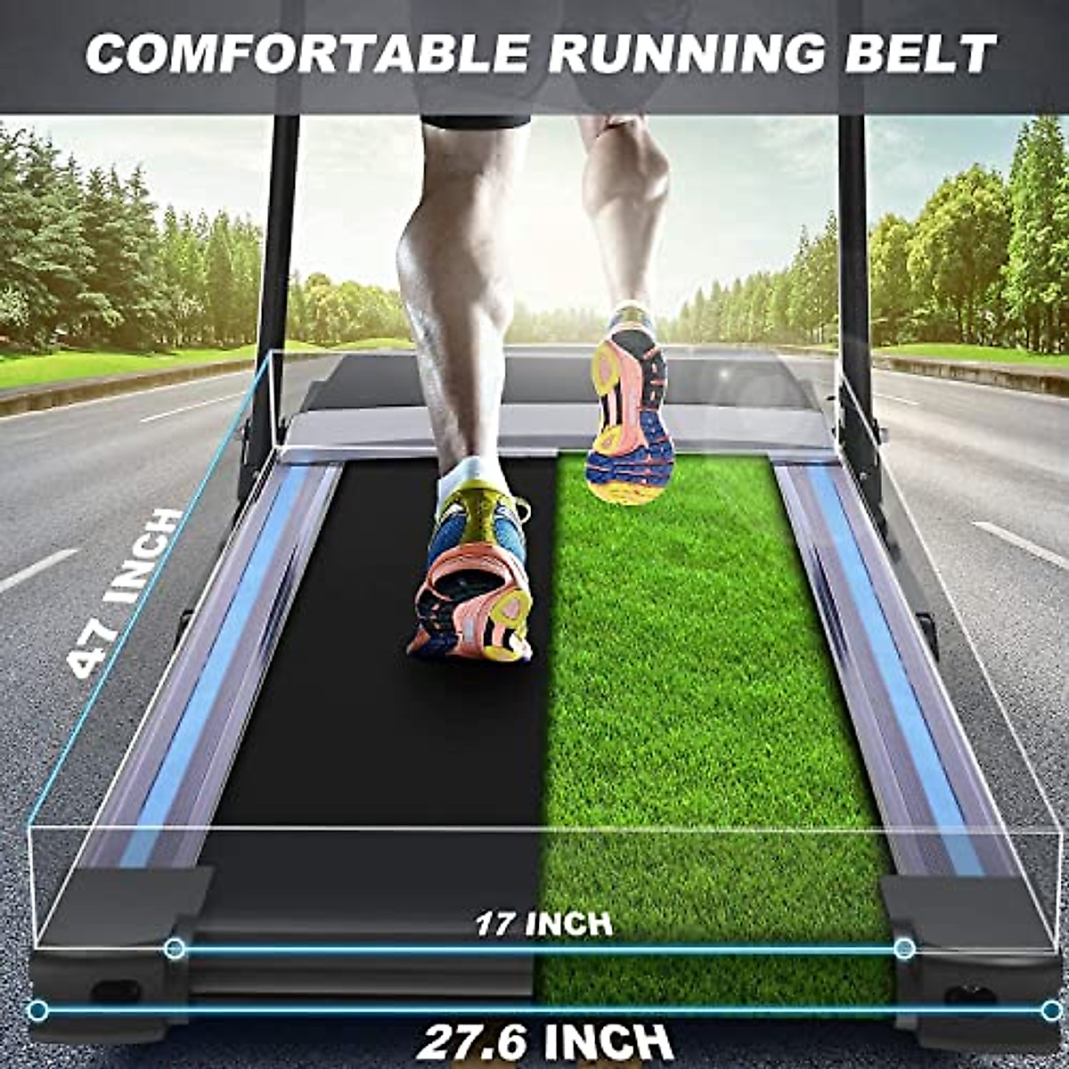 ANCHEER Treadmill 3.25HP Motor, Treadmills with Auto Incline 15%, Electric Running Machine for Home Gym Cardio Training, 300LB Capacity Foldable Treadmill for Home