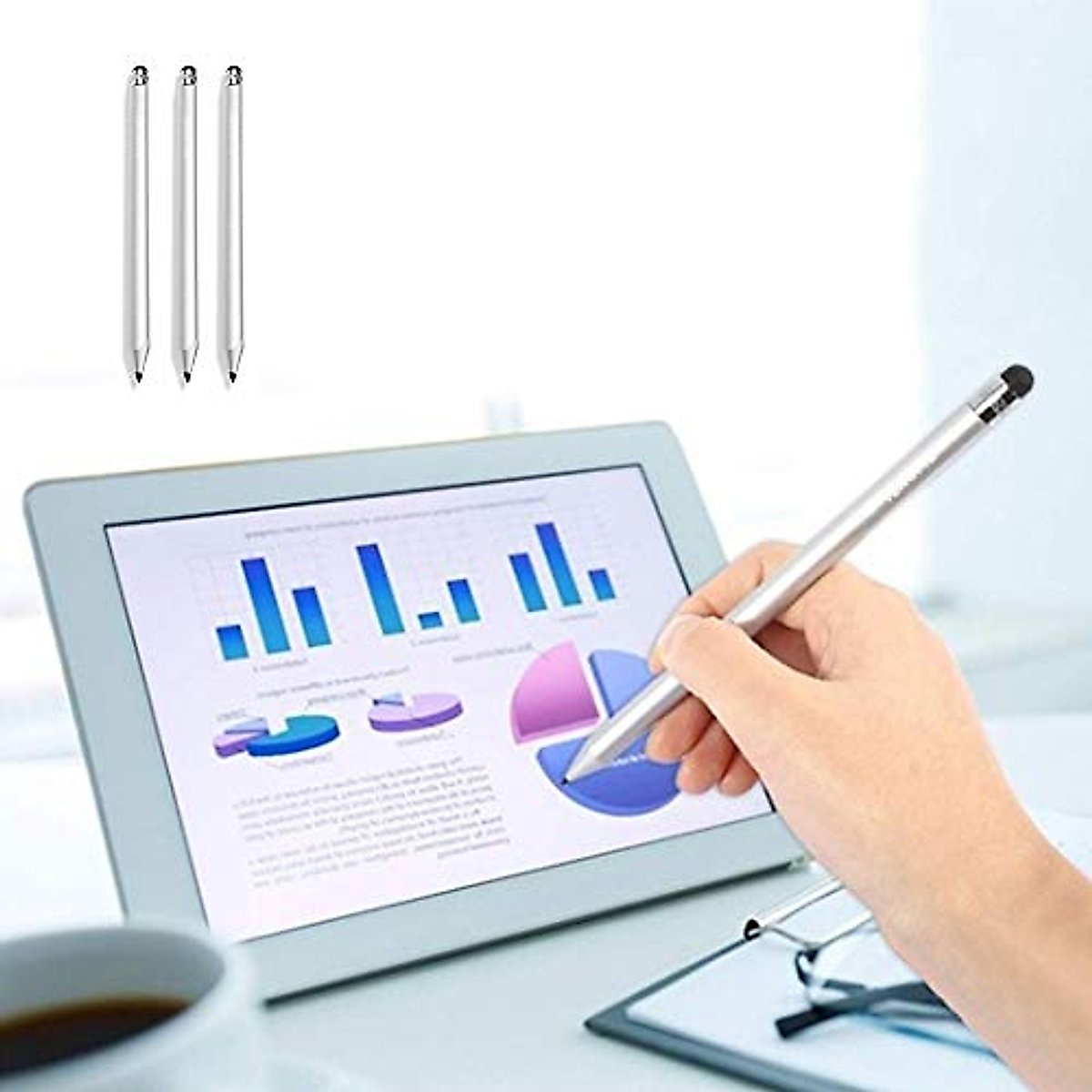 Tek Styz Pro Stylus Capacitive Pen Upgraded Works for Plantronics BackBeat FIT 3100 with Custom High Precision Touch Full Size 3 Pack! (Silver)