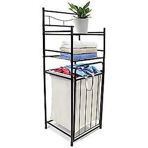 Sorbus Bathroom Tower Hamper Organizer - Features Tilt Out Laundry Hamper and 2-Tier Storage Shelves - Great for Bathroom, Laundry Room, Bedroom, Closet, Nursery, and more