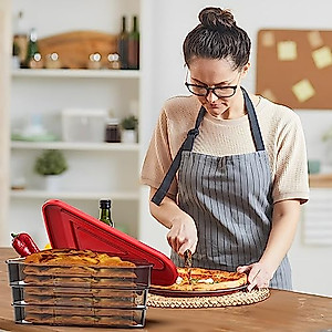 Pizza Storage Container, Expandable Pizza Slice Container, Reusable Pizza Pan Pizza Box Set with Lids to Leftover Organization and Space Saver