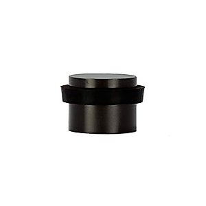 EVI | Adhesive Doorstop | 1.1'' X 0.8'' | Natural Silicone Black Rubber | Black Lacquered Stainless Steel Finish | Great Adherence | 100% Functional | Mod I-163