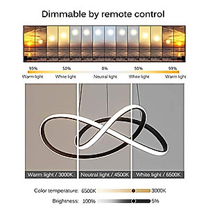 Ziplighting LED Modern Pendant Light with Remote Dimmable Pendant Lighting Stepless Dimming Chandelier Contemporary Adjustable Ceiling Fixture Light for Dining Living Room Kitchen Island