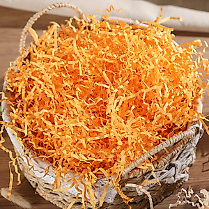 GREEN BEAN 0.5 LB Orange Crinkle Cut Paper Shred Filler for Gift Wrapping and Basket Filling, Shredded Paper for Gift Baskets, Crinkle Paper for Gift Box