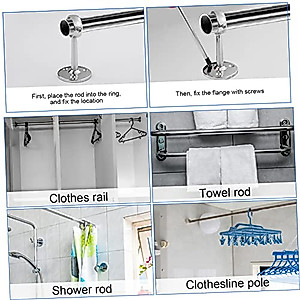 Housoutil 16 Pcs Clothes Rail Flange Shower Rod Holder Shower Curtain Rod Holder Socket Holders Closet Rod Brackets Curtain Rod Ceiling Mount Ceiling Mount Drapery Closet Rod Support Ceiling