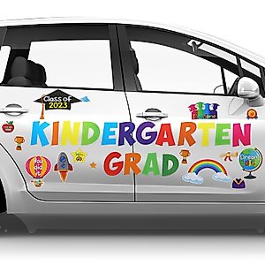 37 Pcs Kindergarten Graduation Car Magnets Magnetic Kindergarten Graduation Decorations 2023 Graduation Car Magnets Set Kindergarten Car Decorations for Graduation Party Parade Decoration Supplies
