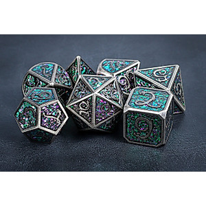 Mystical Forest of Elf DND Metal Dice Set for Dungeons and Dragons Gifts, D&D, D and D, Pathfinder, Accessories, D20, Polyhedral, Resin Dice, Metal, Dice Tray, Tower, Bag, Box