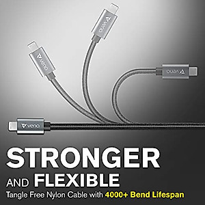 VENA USB C to Lightning Cable - 6 Inch, (Apple MFI Certified) 18W Fast Charge Power Delivery Nylon Braided Apple Charger Compatible with iPhone 13 12/12 Mini/12 Pro/11 Pro Max/X/XS/XR/iPad Air