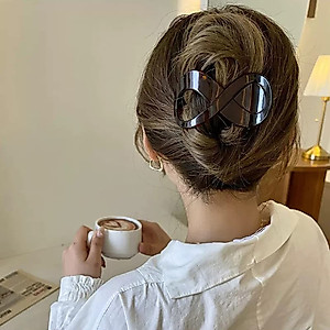 4 Pcs French Concord Flat Hair Clips, 3.35 Inch Curved Hair Claw Alligator Hair Clips Volume Strong Hold Banana Barrettes Hair Clamps Jaw Clips for Women