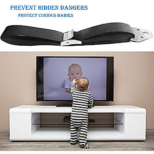 TV and Furniture Anti Tip Straps,Metal Heavy Duty TV Straps Child Safety,Adjustable Safety Furniture Wall Anchors for Baby Proofing Flat Screen TV,Dresser,Bookcase,Cabinets,No Plastic Parts,Pack of 2