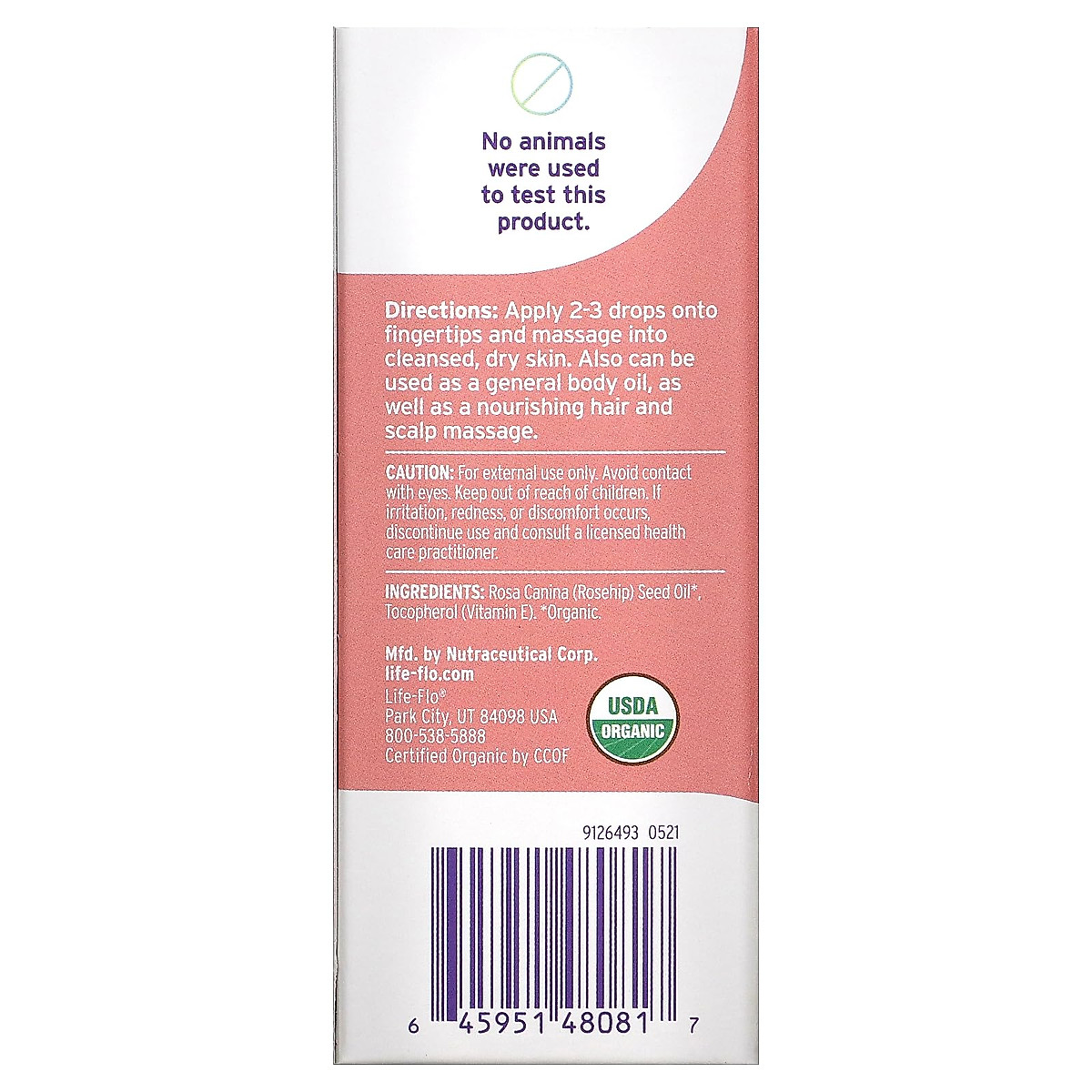 Life-flo Pure Organic Rosehip Seed Oil, Hydrating Face Oil, Dry Skin Care, Cold Pressed from Organic Rose Hips, Rich in Fatty Acids and Vitamin A (Retinol), Hypoallergenic, 60-Day Guarantee, 1oz