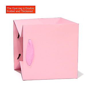 LFCXHTY Pink Large Square Gift Bags Square Bottom Bags with Handles for Party Favor, Birthday Gift Bags (12 x 12 x 12 in, 1 CT)