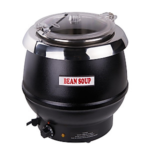 Hakka Soup Warmer, Soup Warmers Commercial, Ideal for Soups, Stews, Match Your Kitchen Aesthetic,11-Quart,Black