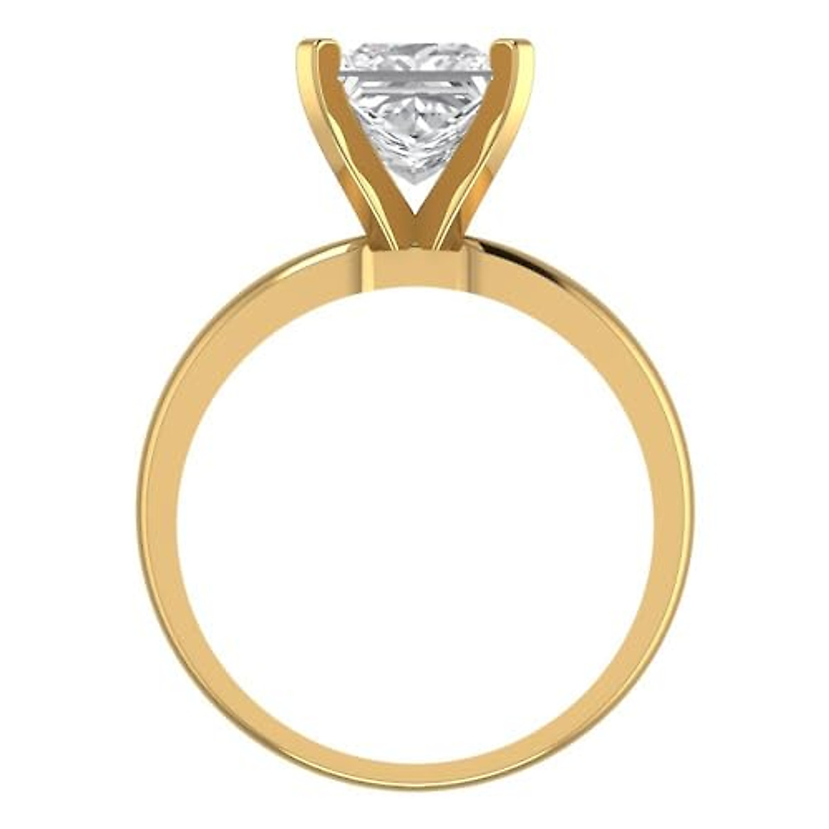 Clara Pucci 2ct Princess Cut Custom Engraving Moissanite Engagement Wedding Solitaire W/Accent Ring 18K Yellow Gold for Women Size 3.5
