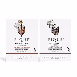 Pique Organic Energy Tea Crystals Sampler - Caffeinated Black Tea for Energy, Supports Metabolism and Healthy Digestion - 28 Single Serve Sticks (Pack of 2)