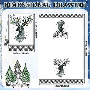 Oudain Sets of 6 Christmas Kitchen Towels and Dishcloths Xmas Tree Truck Dish Towels Hello Winter Kitchen Hand Towels Kit Christmas Novelty Gifts for Christmas Party Supplies