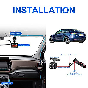 Lychee Dual Dashcam Driving Record Front and Rear 1080P with 3 Inch LCD 120° Loop Recording Night Vision G-Sensor