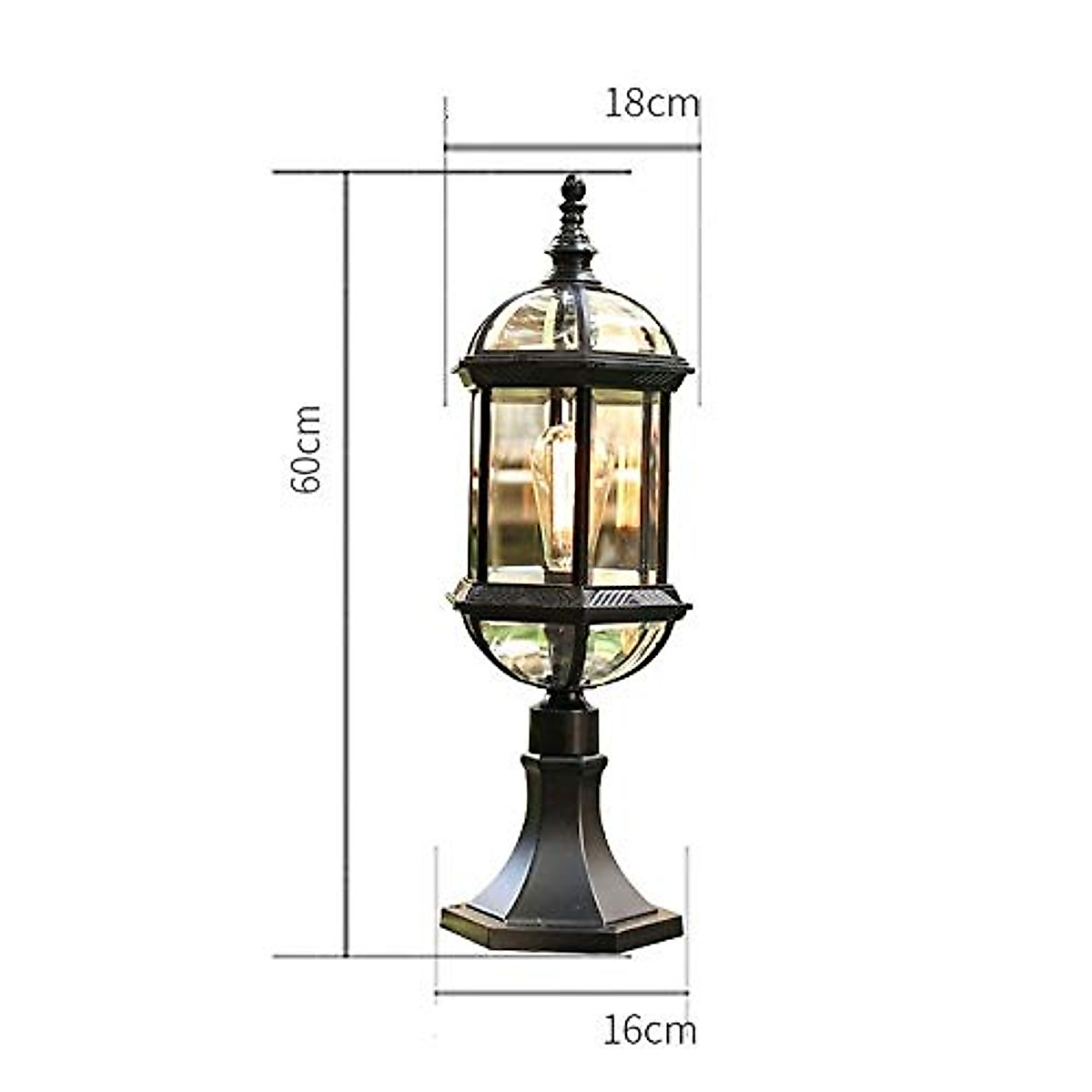 XJJZS Rustic Waterproof led Pillar Wall Lamp,Vintage Outdoor Glass LED Post Lighting,Villas Garden Porch Home Landscape Pathway Lights