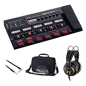 Zoom G11 Multi-Effects Processor with AKG K240 Pro Headphones, Gator Cases G-MULTIFX-1510 Pedal Bag & Phone to Phone Cable Bundle