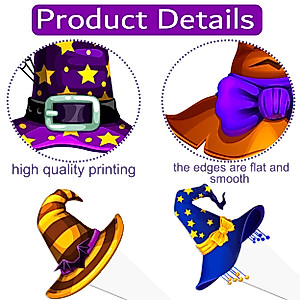 48Pcs Witch Hat Cupcake Toppers Halloween Party Decorations Halloween Witch Hay Theme Cupcake Decorations for Witch Hat Themed Birthday Party Baby Shower Supplies