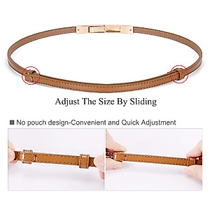 JASGOOD Women's Skinny Leather Belt Ladies Thin Waist Belt for Dress with Metal Buckle