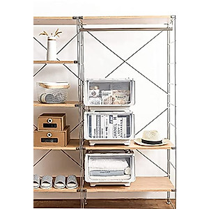 NC 3 Pack Large Stackable Plastic Storage Bin Tote with Clear Lids,Storage Box with Detachable Wheels（11 Gal,White,Large