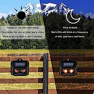 Triumpeek Animal Repeller, Solar Powered Predator Eye Nighttime Animal Deterrent Devices with Red LED Lights, Night Guard Animal Repellent Scares Coyote Skunk Raccoon Deer Away from Yard Chicken Coop