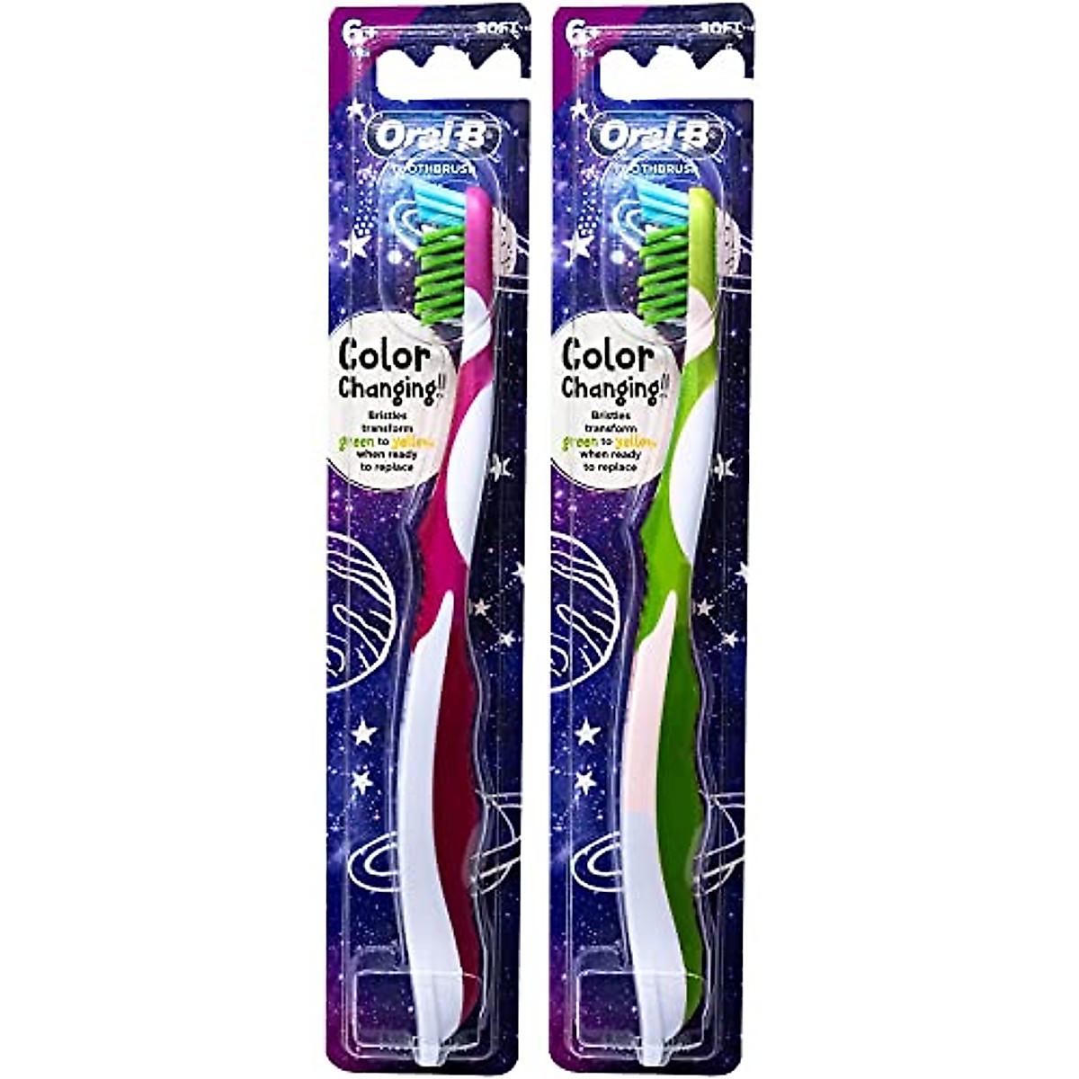 Oral-B Pro-Health Junior CrossAction Galaxy Toothbrush, Ages 6+, Soft - Pack of 2