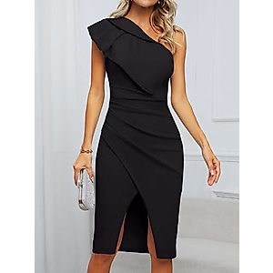 Gentlewarm Homecoming Dresses 2023 One Shoulder Night Out Party Dress Sexy Ladies Gowns and Evening Dresses Black S