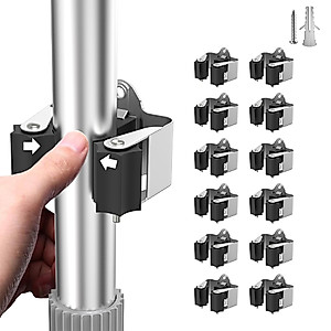 GARLWOLEX Broom Holder Wall Mount - 12 Pack Broom Rack Bulk, Space-Saving Broom Organizer Wall Mount for Garage, Kitchen, Wall Holder