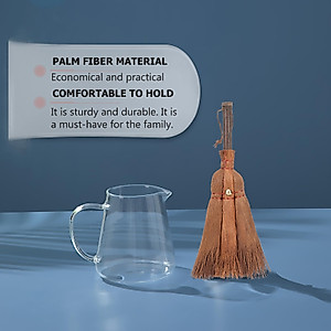 Cabilock Tea Tray Broom - Brown Silk Broom Straw Whisk Mini Broom for Home Tea Tray Small Whisk, Tea Ceremony Accessories for Dustpan Keyboard