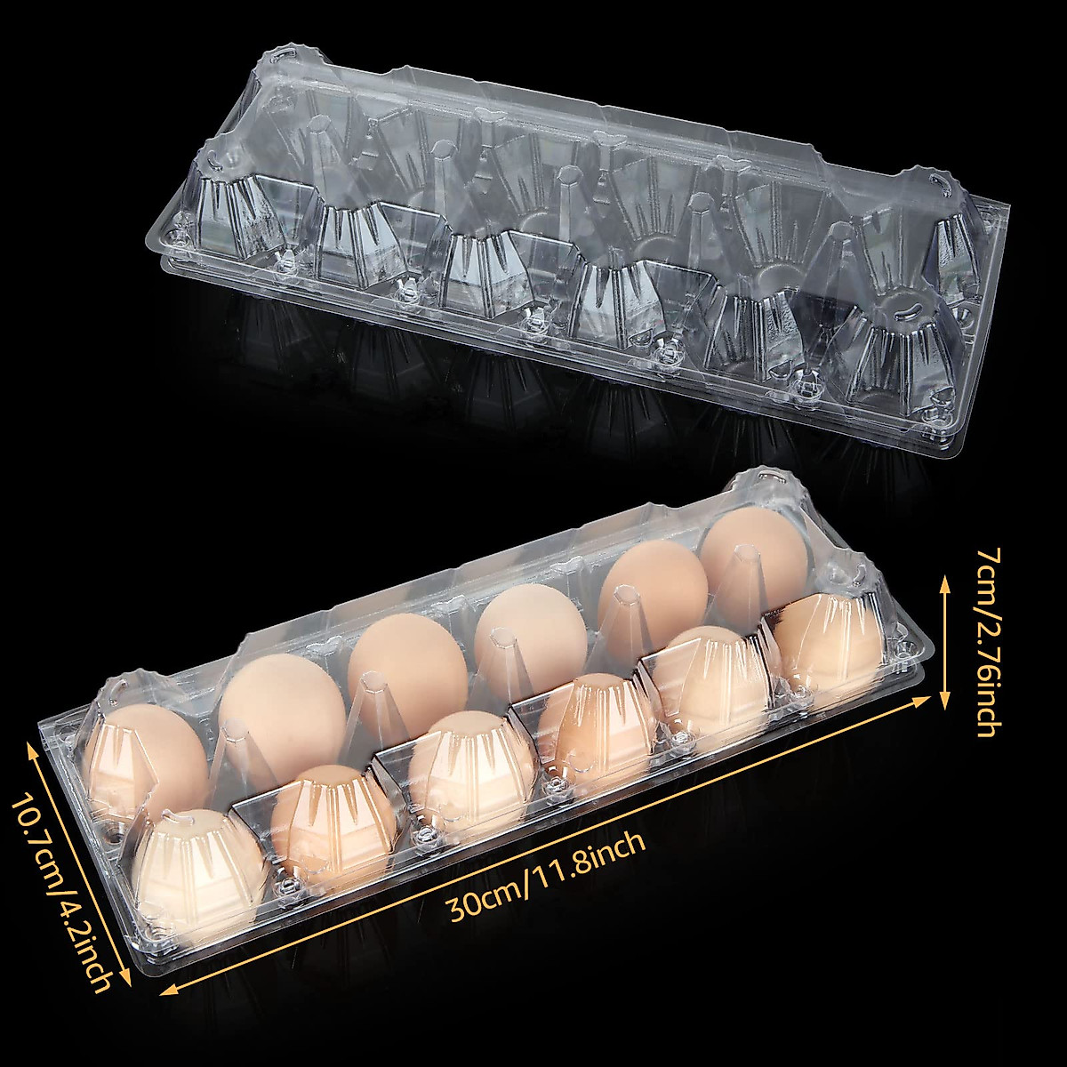 FVIEXE 36PCS Egg Cartons Cheap Bulk, Reusable Plastic Egg Carton, Each Holds 1 Dozen Chicken Eggs (12 Eggs), Clear Empty Chicken Egg Tray Egg Holder for Family Pasture Farm Market, Large Size