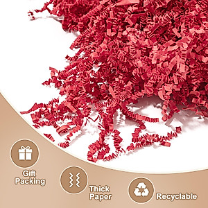 Wowxyz 1 LB Crinkle Cut Paper Shred Red Crinkle Paper Shredded Paper for Gift Baskets - Gift Box Filler - Confetti Paper Shreds Stuffing for Birthday, Holiday Gift Packaging Wrapping