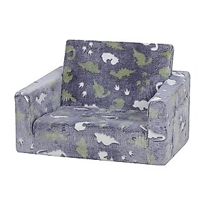 AFBKSS&BB Toddler Sofa Glow in The Dark,2 in 1Kids Chairs, Children Sofas, Baby Armchairs, Full Foam Children Upholstered Couch, Flip Out Sofa Beds Pre-School Furniture (Gray)