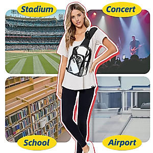 BAJNOKOU Clear Sling Bag Stadium Approved,Crossbody PVC Chest Backpack Mini Transparent Casual Daypack with Adjustable Strap Bags for Women Men Hiking Concerts,Black