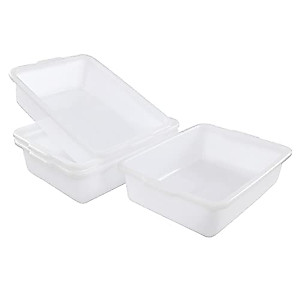 Leendines 13 Liters Plastic Bus Tray, Commercial Wash Basin Bus Tub Set of 4, White