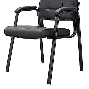 Naomi Home Waiting Room Chair Set of 2, Heavy Duty Leather Executive Waiting Room Chairs, Lobby Reception Chairs with Padded Arm Rest, Guest Chairs Set of 2 - Black