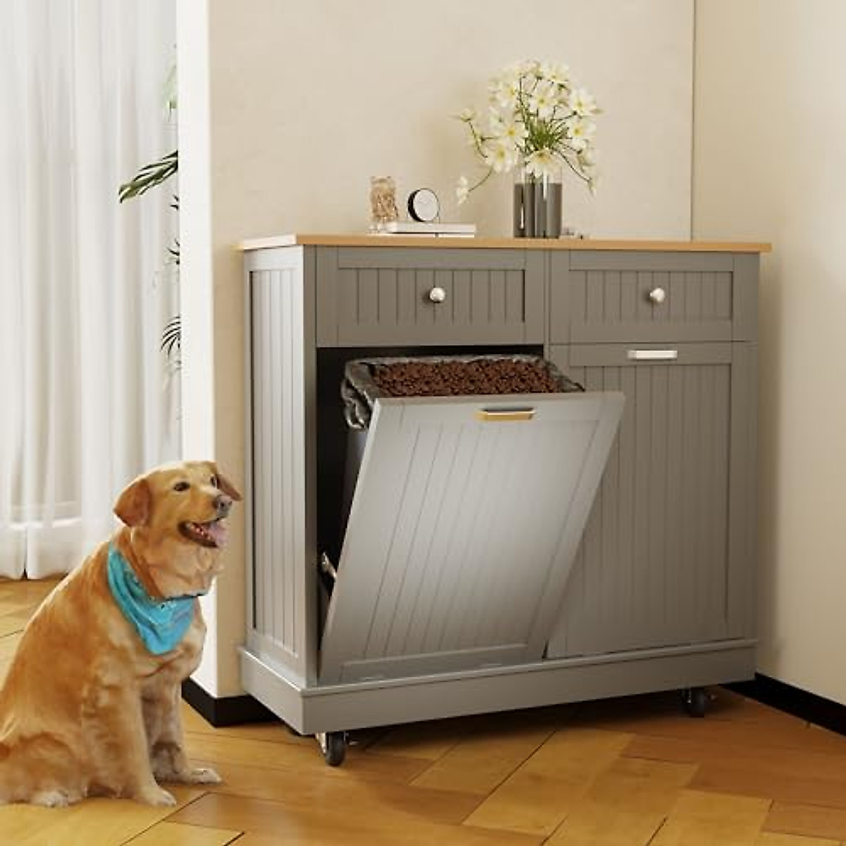 Alorksi Kitchen Island with Trash Cabinet