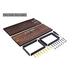 Molaxhome Wood Floating Shelves Set of 2,Wall Mounted Shelf for Bedroom,Farmhouse,Living Room,Bathroom,Kitchen,Office and More DC1A612 (Brown, W6xL16.5)