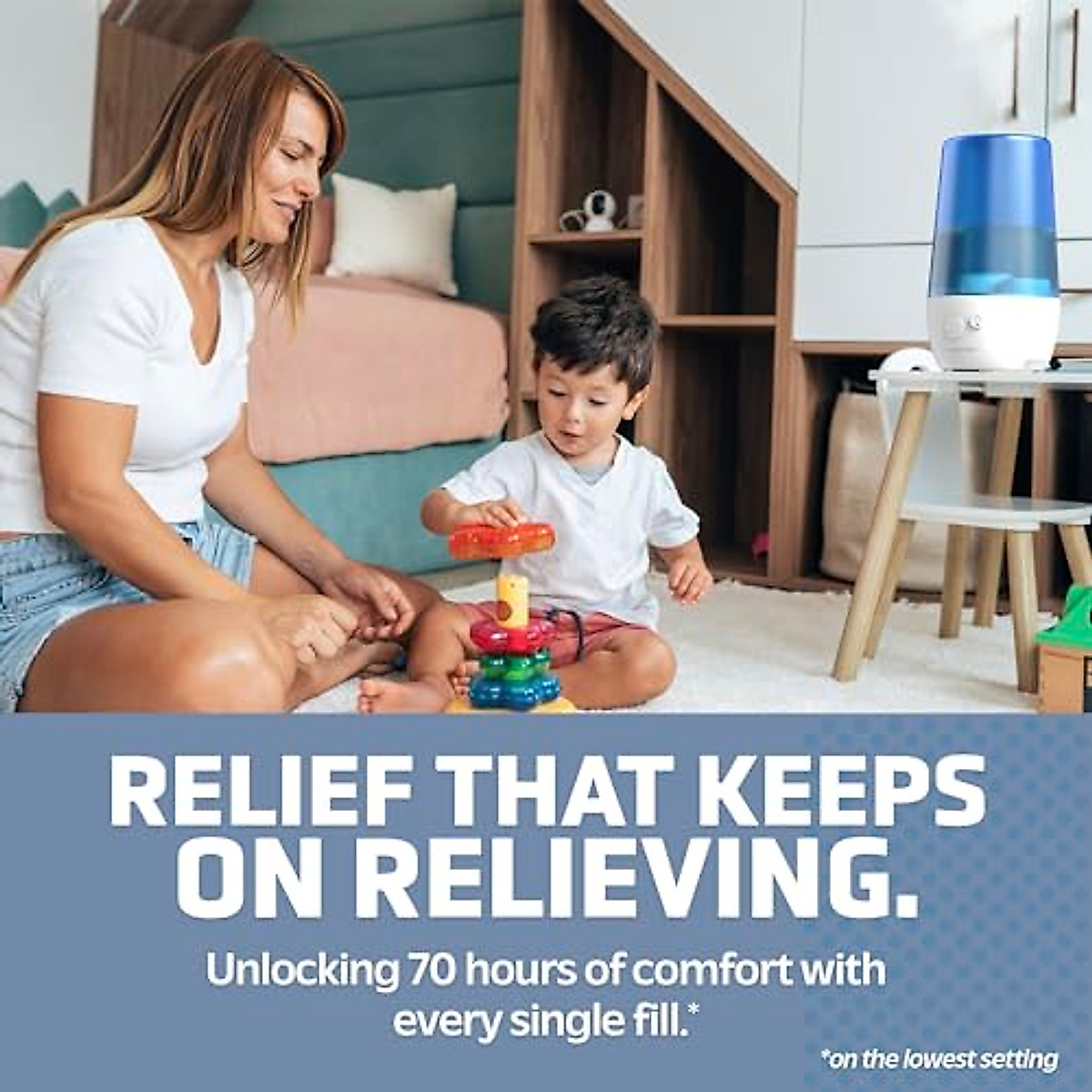 PureGuardian H965AR Ultrasonic Cool Mist Humidifier, 70 Hrs. Run Time, 1 Gal. Tank Capacity, 320 Sq. Ft. Coverage, Small Rooms, Filter Free, Silver Clean Treated Tank, Includes Essential Oil Tray