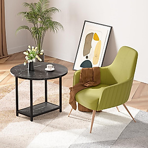 WOHOMO Coffee Table, Black Modern Coffee Tables for Living Room 2 in 1Detachable Small Center Table Set with Storage, Black Marble