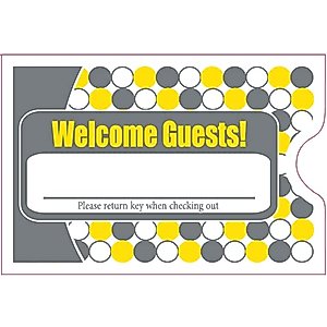 1000 Cashier Depot Keycard Envelope/Sleeve" Welcome Guests" 2-3/8" x 3-1/2" 1000 Count (Gray/Yellow)