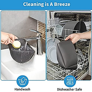 OUTXE Slow Cooker Divider Liner fit 6 QT Crockpot, Reusable & Leakproof Silicone Crockpot Divider, Dishwasher Safe Cooking Liner for 6 Quart Pot (Grey)