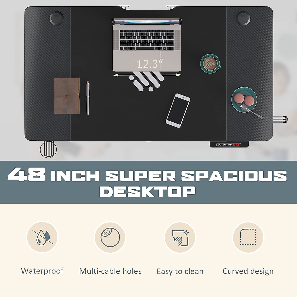 Furmax Electric Height Adjustable Standing Desk Large 40 inch Sit Stand up Desk Home Office Computer Desk Memory Preset with T-Shaped Metal Bracket,Carbon Black