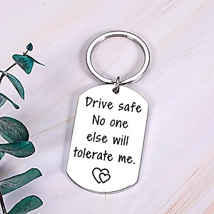 Christmas Gifts for Boyfriend Girlfriend Drive Safe Keychain Valentines Day Gifts for Him Her Stocking Stuffers for Men Women Wife Husband Anniversary Birthday I Love You Gifts Boyfriend Gifts Keyring