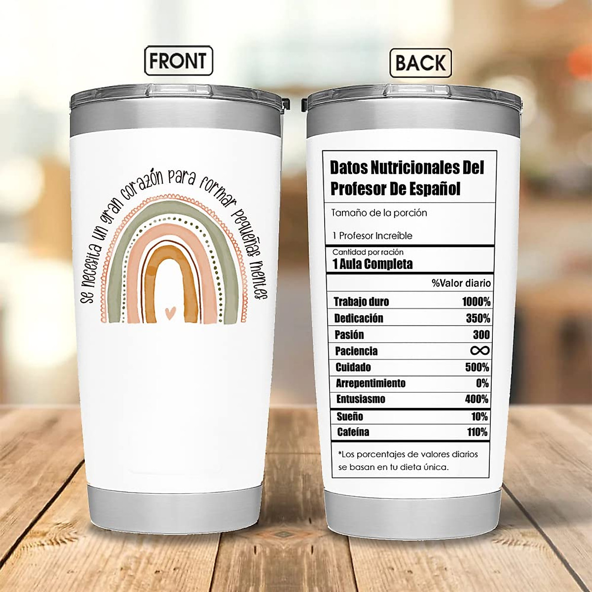 1step2dream Spanish Teacher Gifts Coffee Mug - Se Necesita Un Gran Corazón Para Formar Pequeñas Mentes Cute Idea for Appreciation Week, Thank You, Birthday | 20oz White