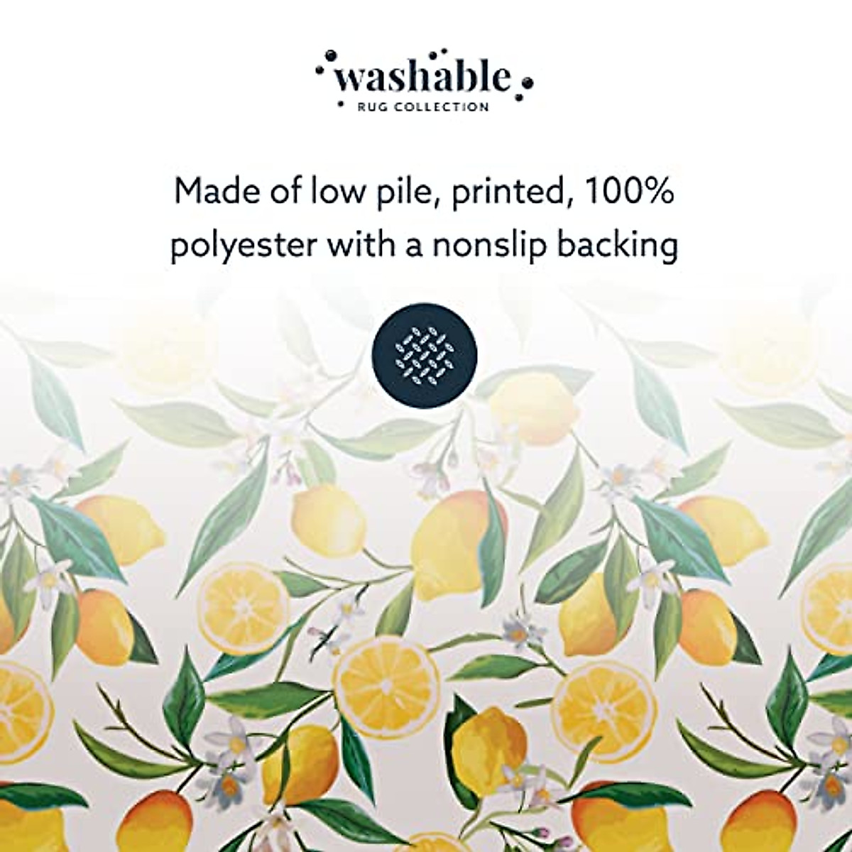 Linon The Anywhere Washable Rug Wesley Ivory/Yellow 3' X 5' Accent Rug