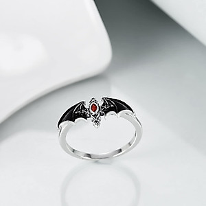 SHEAISRS Bat Ring Sterling Silver Goth rings Jewelry Cute Animal Ring Gift for Women Girlfriend 7 (7)
