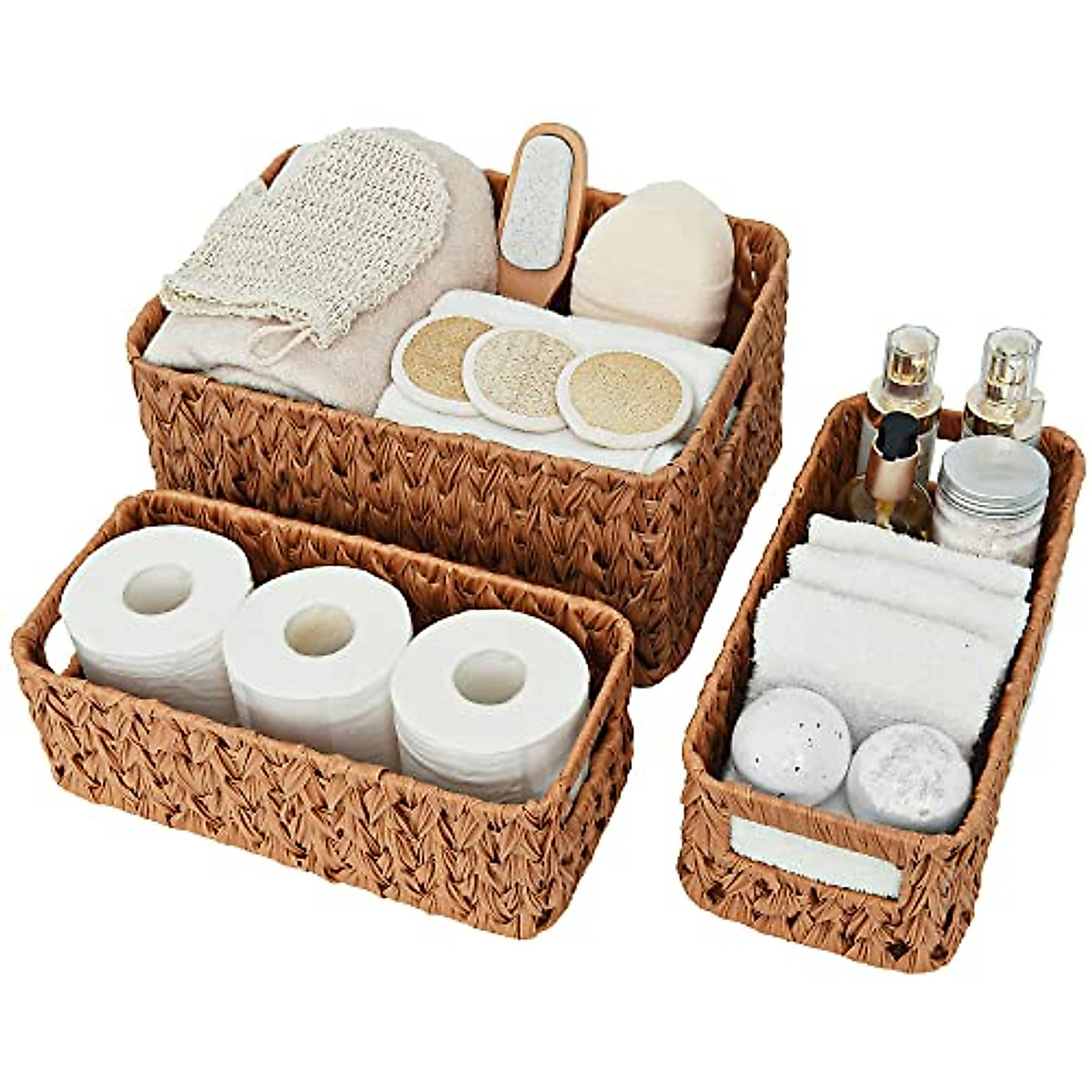 GRANNY SAYS Bundle of 2-Pack Wicker Baskets & 3-Pack Wicker Storage Baskets for Organizing