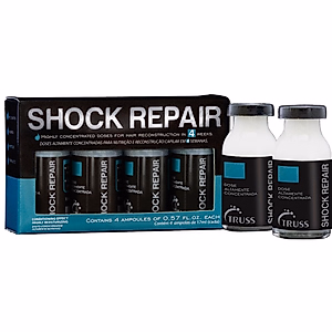 TRUSS Shock Repair - Damaged Hair Treatment Serum for Weekly Reconstruction + Ongoing Hair Repair - With Highly Concentrated Ampoules for Prime Hydration + Strength - (4 Week Supply)