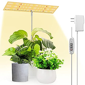 LORDEM Plant Grow Light, Full Spectrum LED Grow Light for Indoor Plants, Growing Lamp with 4 Dimmable Brightness, Auto On/Off Timer 4/8/12H, 26" Height Adjustable, Suitable for Plant Growth